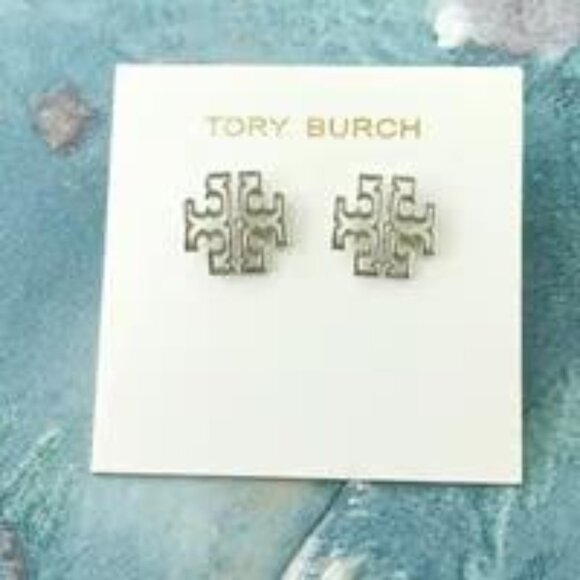 Tory Burch | Jewelry | Tory Burch Britten Logo Silver Stud Earrings New ...